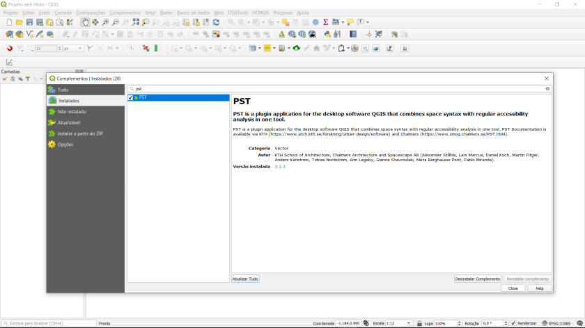 Place Syntax Tool para o QGIS 3 – Rede Urbana