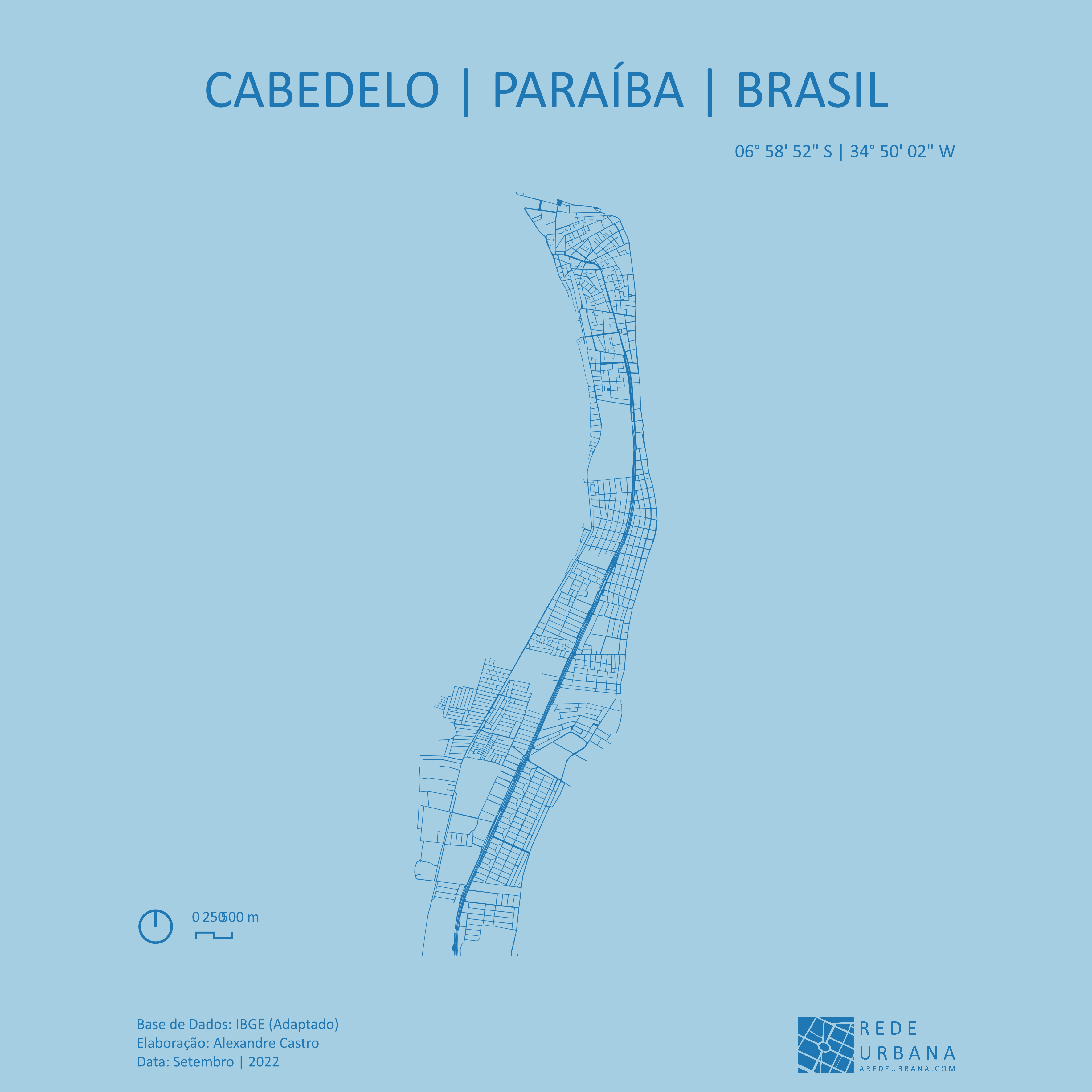 Mapa da Cidade de Cabedelo, Paraíba, Brasil – Rede Urbana