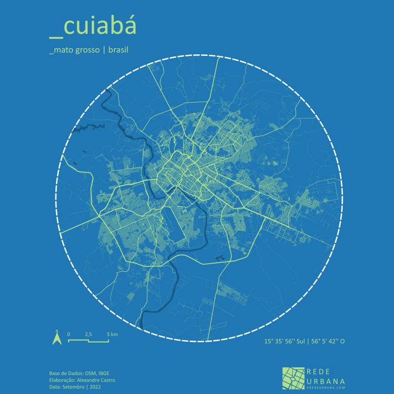 Mapa da Cidade de Cuiabá, Mato Grosso, Brasil