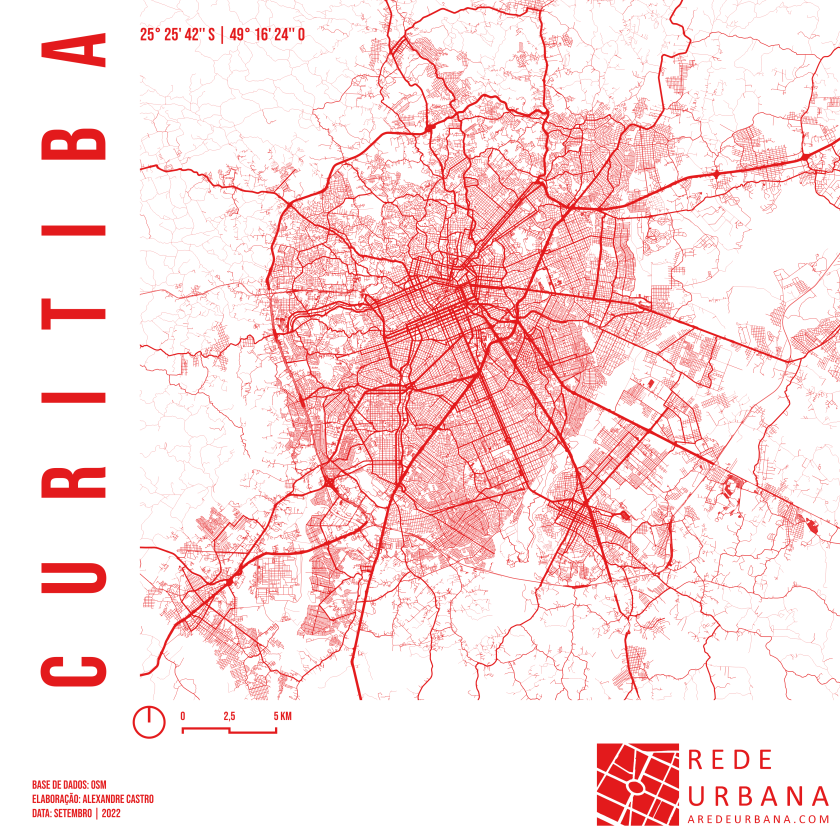 Mapa da Cidade de Curitiba, Paraná, Brasil – Rede Urbana