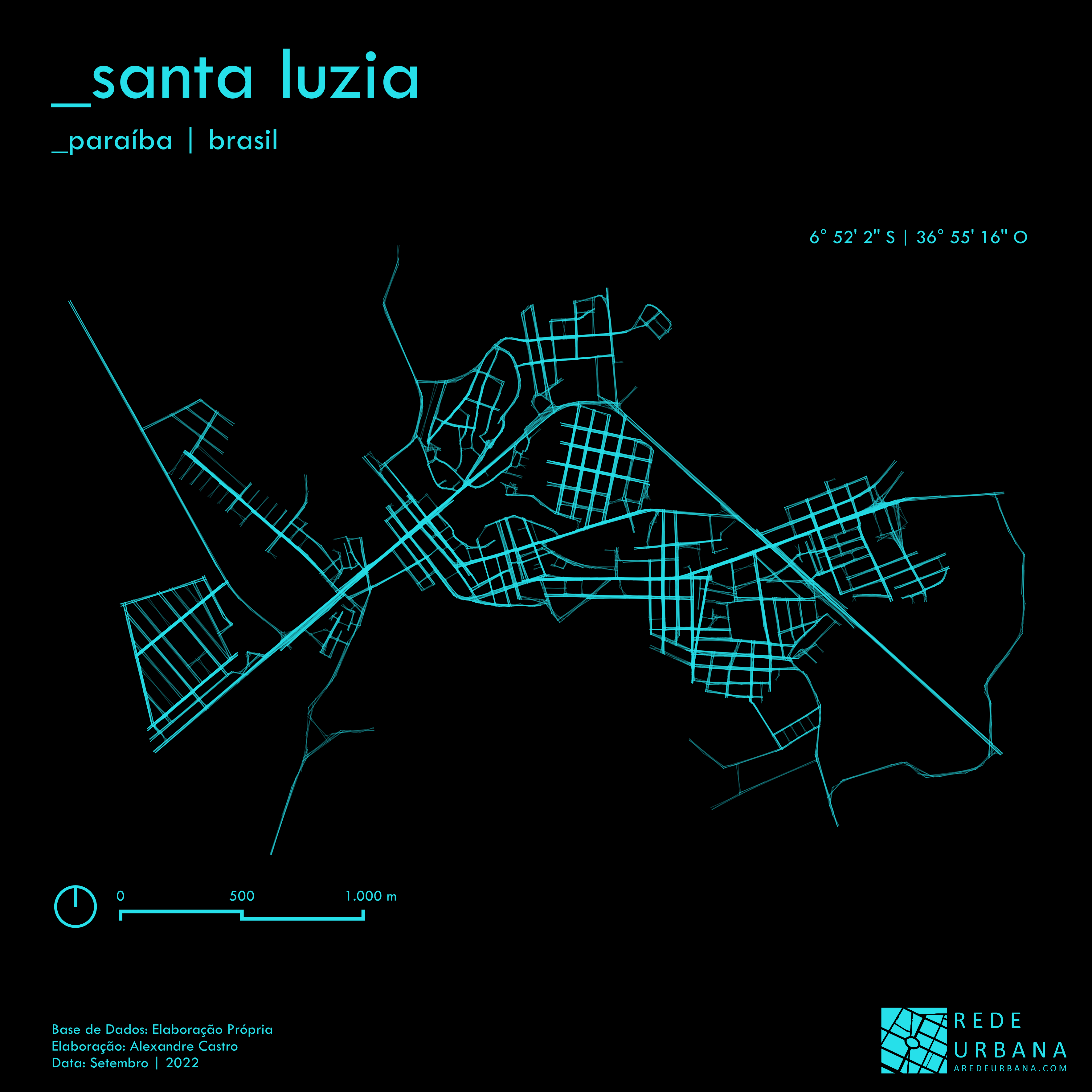 Mapa da Cidade de Santa Luzia, Paraíba, Brasil